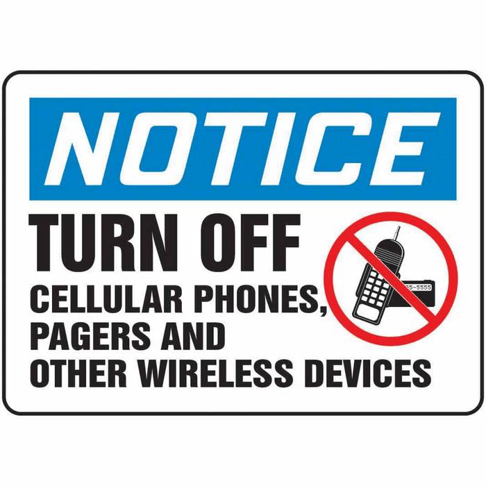 Sign Notice Turn Off Cellular Phones Pagers 10x14 Adhesive Vinyl 1 Pk